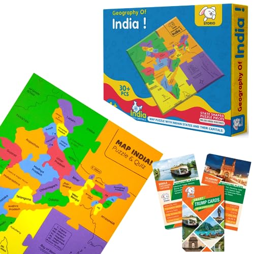 Storio EVA Foam Geography of India Map Puzzles for Kids with Trump Fac